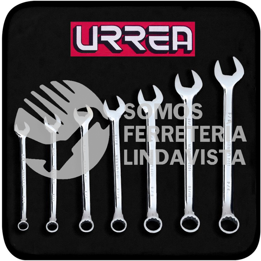 1200H JUEGO DE 7 LLAVES COMBINADAS PULIDO ESPEJO EN PULGADAS, 12 PUNTAS URREA - Ferreteria ...