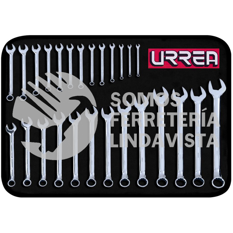 1200QM JUEGO DE 26 LLAVES COMBINADAS PULIDO ESPEJO METRICAS, 12 PUNTAS URREA - Ferreteria Lindavista