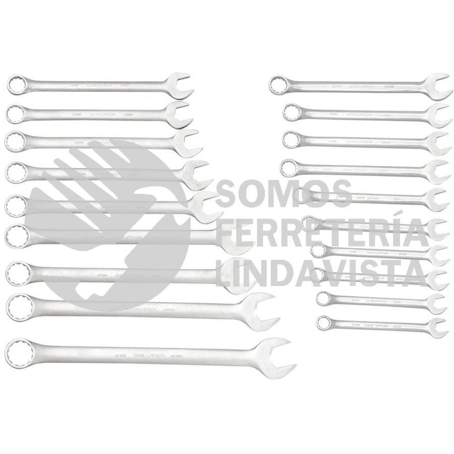 120070M JUEGO DE 19 LLAVES COMBINADAS PULIDO ESPEJO METRICAS, 12 PUNTAS URREA - Ferreteria ...