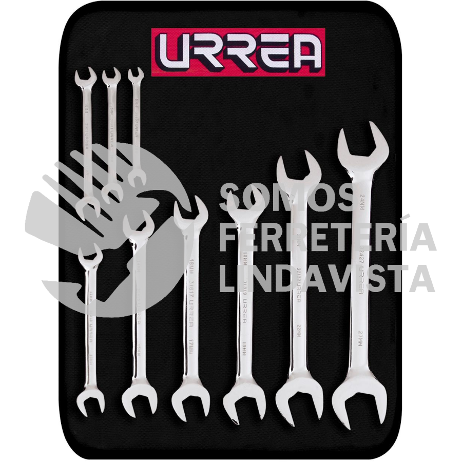 30000RM JUEGO DE 9 LLAVES ESPAÑOLAS PULIDO ESPEJO METRICAS URREA - Ferreteria Lindavista