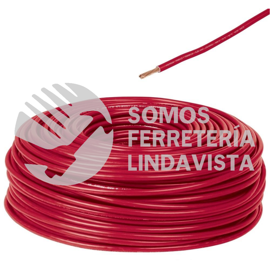 46058 CAB-8R ROLLO DE 100 M DE CABLE THHW-LS 8 AWG ROJO VOLTECK ...
