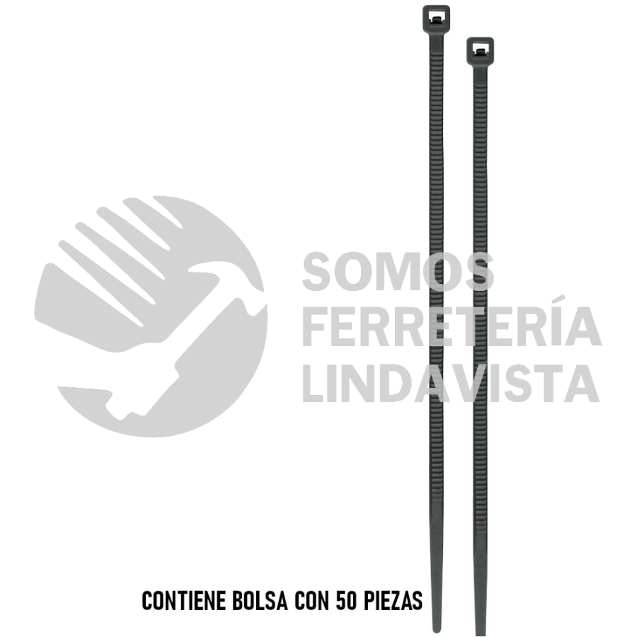 44328 CIN-5030N BOLSA CON 50 CINCHOS PLASTICOS 50 LB 300X4.5 MM NEGROS ...