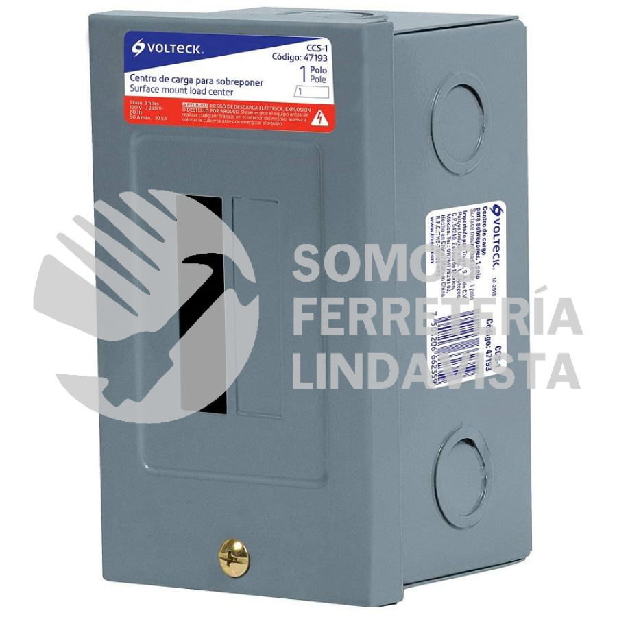 47193 CCS-1 CENTRO DE CARGA DE SOBREPONER 1 POLO VOLTECK - Ferreteria Lindavista