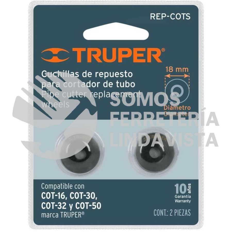 12862 REP-COTS BLISTER CON 2 CUCHILLAS PARA CORTADORES DE TUBO COT-16 ...