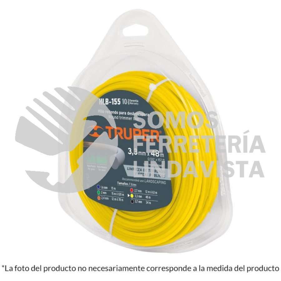 17631 HLB-155 ROLLO DE HILO PARA DESBROZADORA 3.7 MM X 34 M TRUPER ...