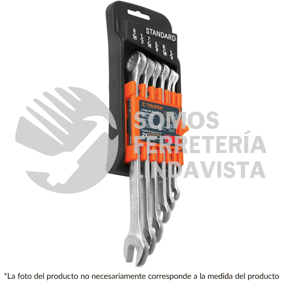 15771 JC-6M-E JUEGO DE 6 LLAVES COMBINADAS MM GRANALLADAS TRUPER - Ferreteria Lindavista