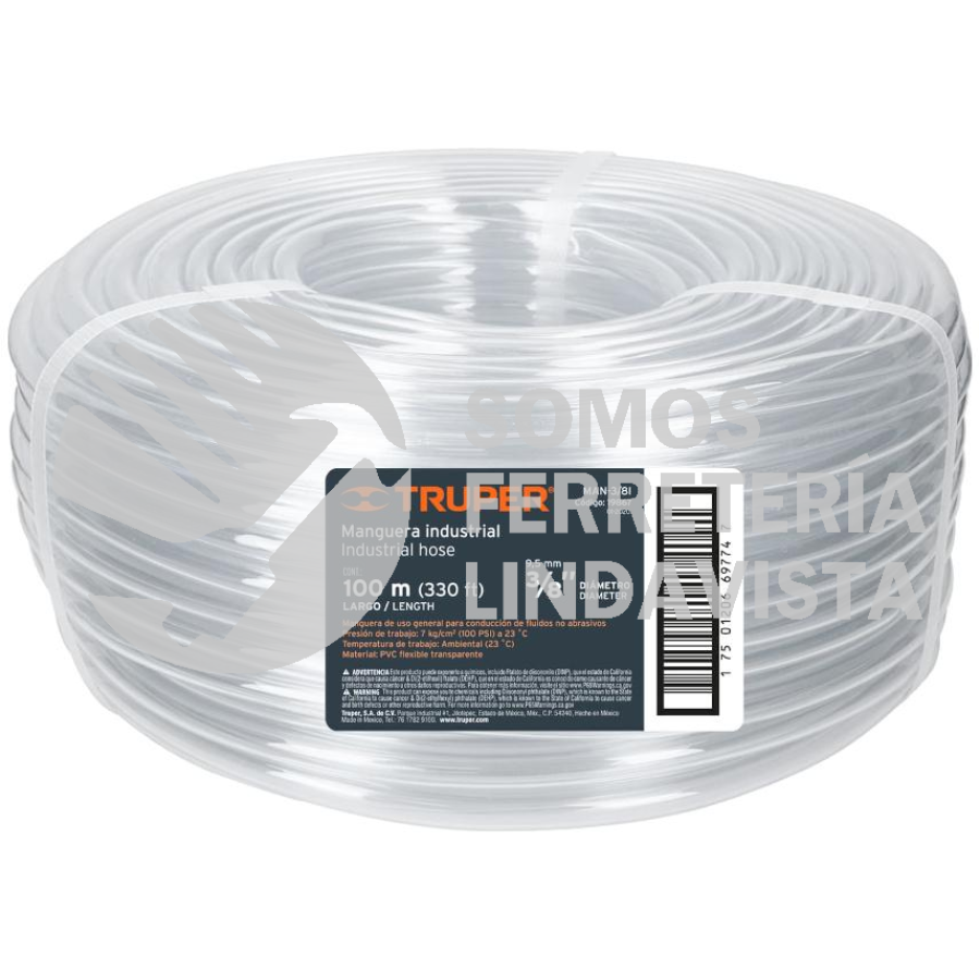 19867 MAN-3/8I METRO DE MANGUERA 3/8" INDUSTRIAL EN ROLLO DE 100 M ...