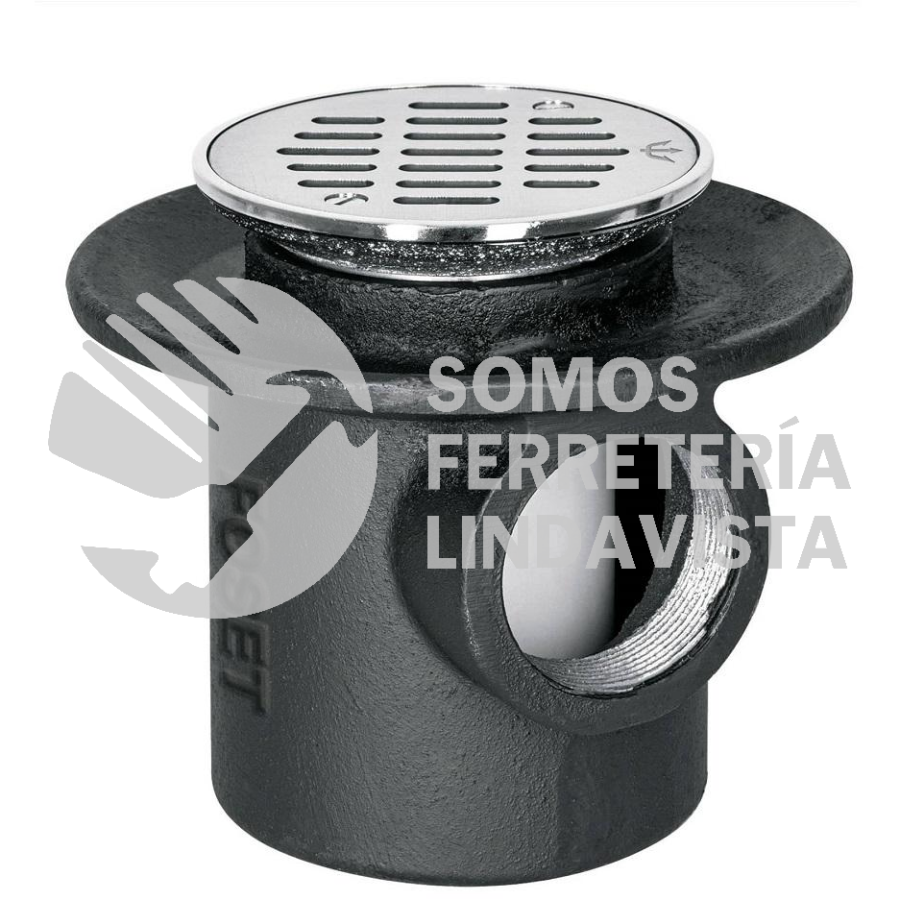 45301 CO-23 COLADERA DE HIERRO DE UNA BOCA PARA PISO REJILLA INOX FOSET ...