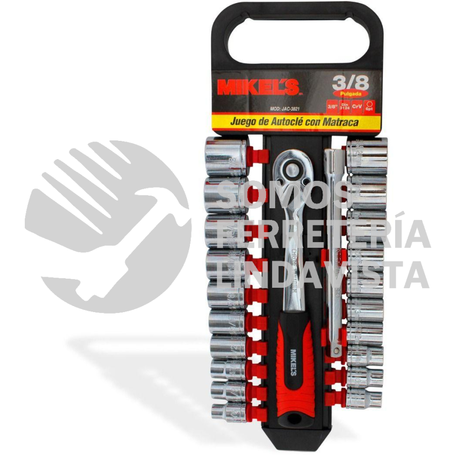 JAC-3821 JUEGO DE DADOS CON MATRACA 3/8" CON 22 PIEZAS MIKELS ...