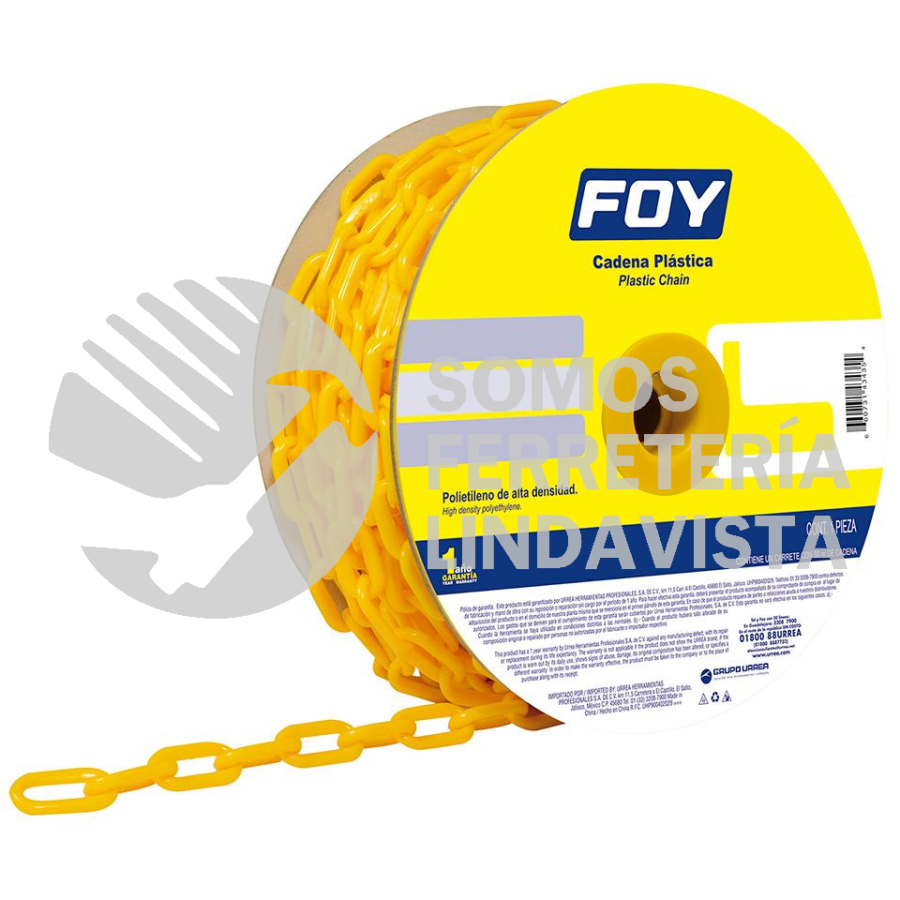 143435 CADENA PLASTICA CALIBRE 3 MM DE 50 M, COLOR AMARILLO FOY ...