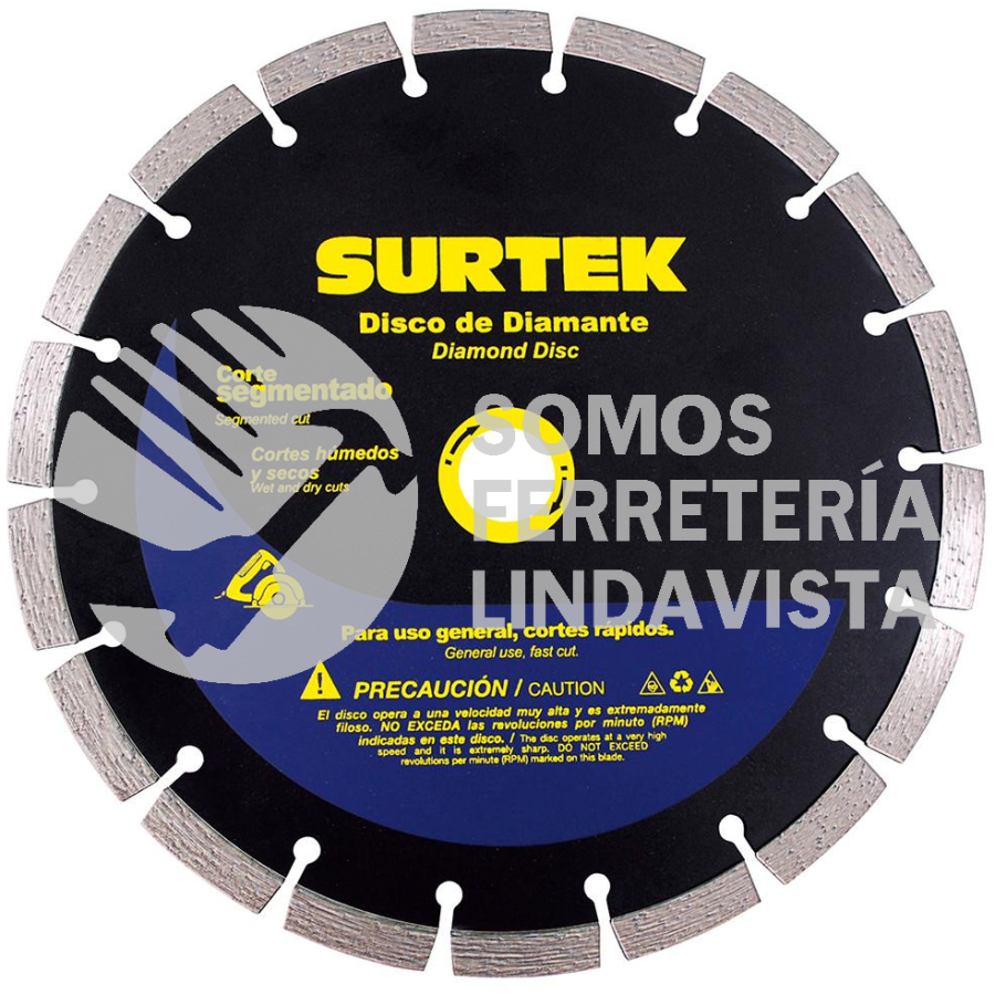 123471 DISCO DE DIAMANTE SEGMENTADO, 4" SURTEK - Ferreteria Lindavista