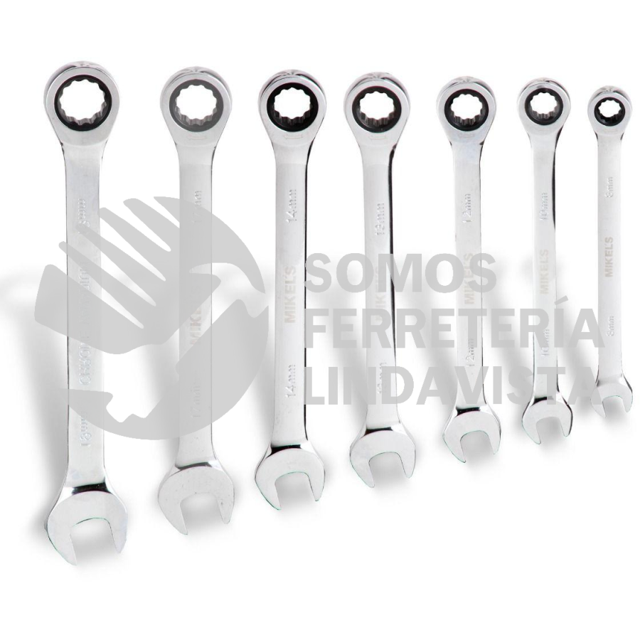 SLCM-7 SET DE LLAVES COMBINADAS CON MATRACA 7 PIEZAS MIKELS - Ferreteria Lindavista