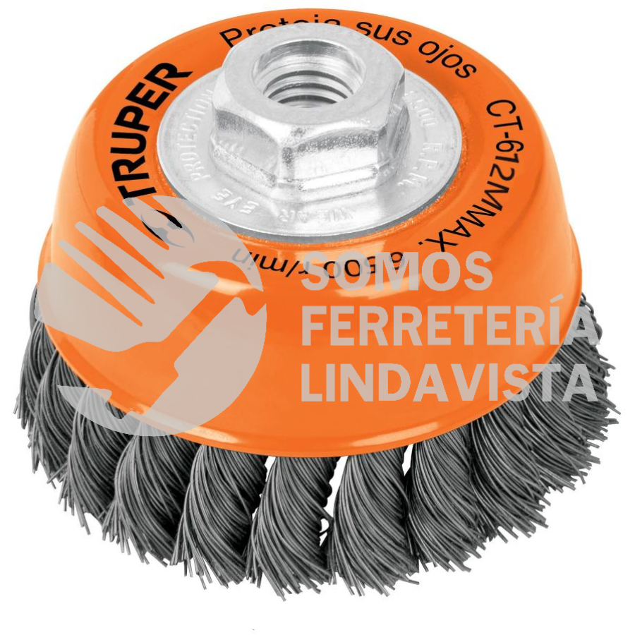 11544 CT-612M CARDA COPA 5" ALAMBRE TRENZADO FINO EJE M14 TRUPER - Ferreteria Lindavista