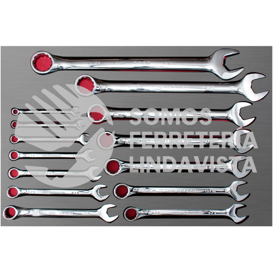 CH303L JUEGO DE 14 LLAVES COMBINADAS PULIDO ESPEJO EN PULGADAS, 12 PUNTAS URREA - Ferreteria ...