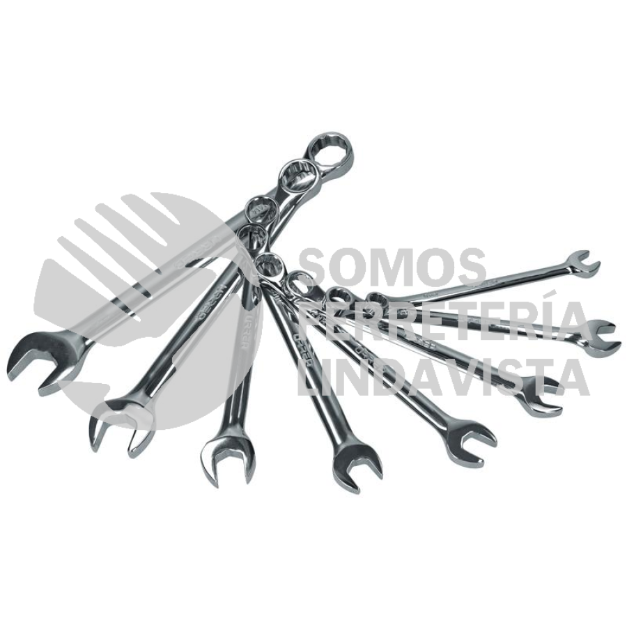 1200J JUEGO DE 8 LLAVES COMBINADAS PULIDO ESPEJO EN PULGADAS, 12 PUNTAS EN RACK URREA ...