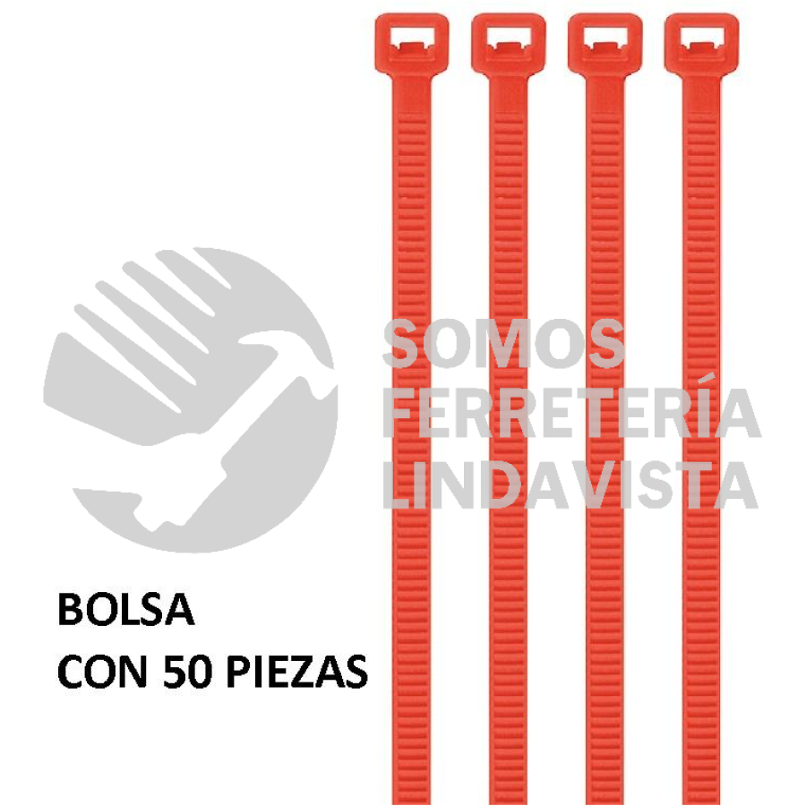 41021 CIN-5030R BOLSA CON 50 CINCHOS PLASTICOS 50 LB 300 X 4.5 MM ROJOS ...