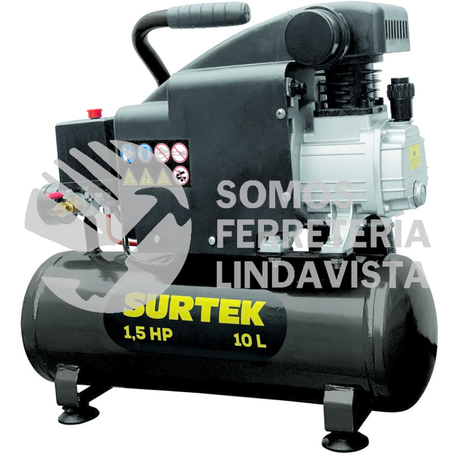 COMP410 COMPRESOR DE AIRE ELECTRICO LUBRICADO 10 LT 1.5 HP 127 V SURTEK ...