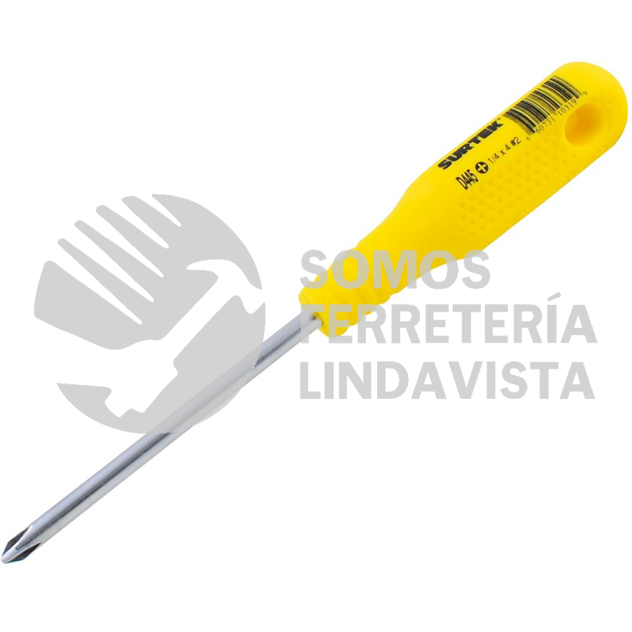 D445 DESTORNILLADOR CON MANGO AMARILLO, PUNTA PHILLIPS #2 X 4" SURTEK - Ferreteria Lindavista