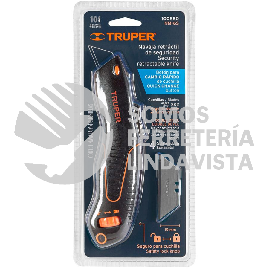 100850 NM-6S NAVAJA AUTO-RETRACTIL DE SEGURIDAD 7" TRUPER - Ferreteria ...