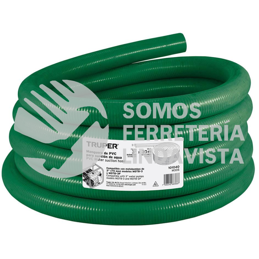 101040 M33S METRO MANGUERA RIGIDA 3" SUCCION PARA MOTOBOMBA ROLLO 30 M ...