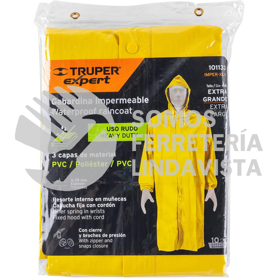 101133 IMPER-XL-X GABARDINA IMPERMEABLE TRIPLE CAPA TALLA XG TRUPER ...