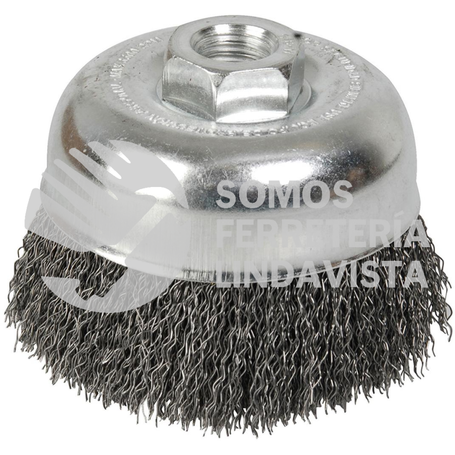 C301 CARDA COPA ONDULADA ALAMBRE DELGADO 4" X 0.35 CON ROSCA 5/8" FOY - Ferreteria Lindavista