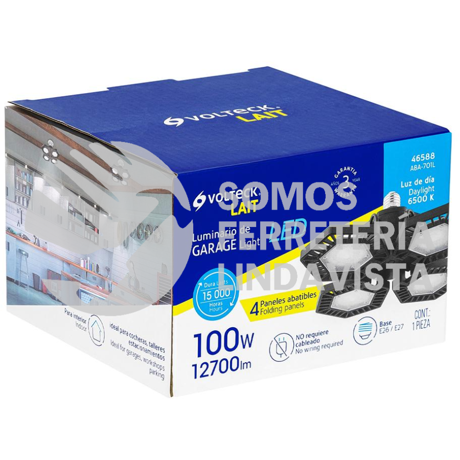 46588 ABA-701L LUMINARIO DE LED 100 W ALUMINIO CON 4 PANELES ABATIBLES ...