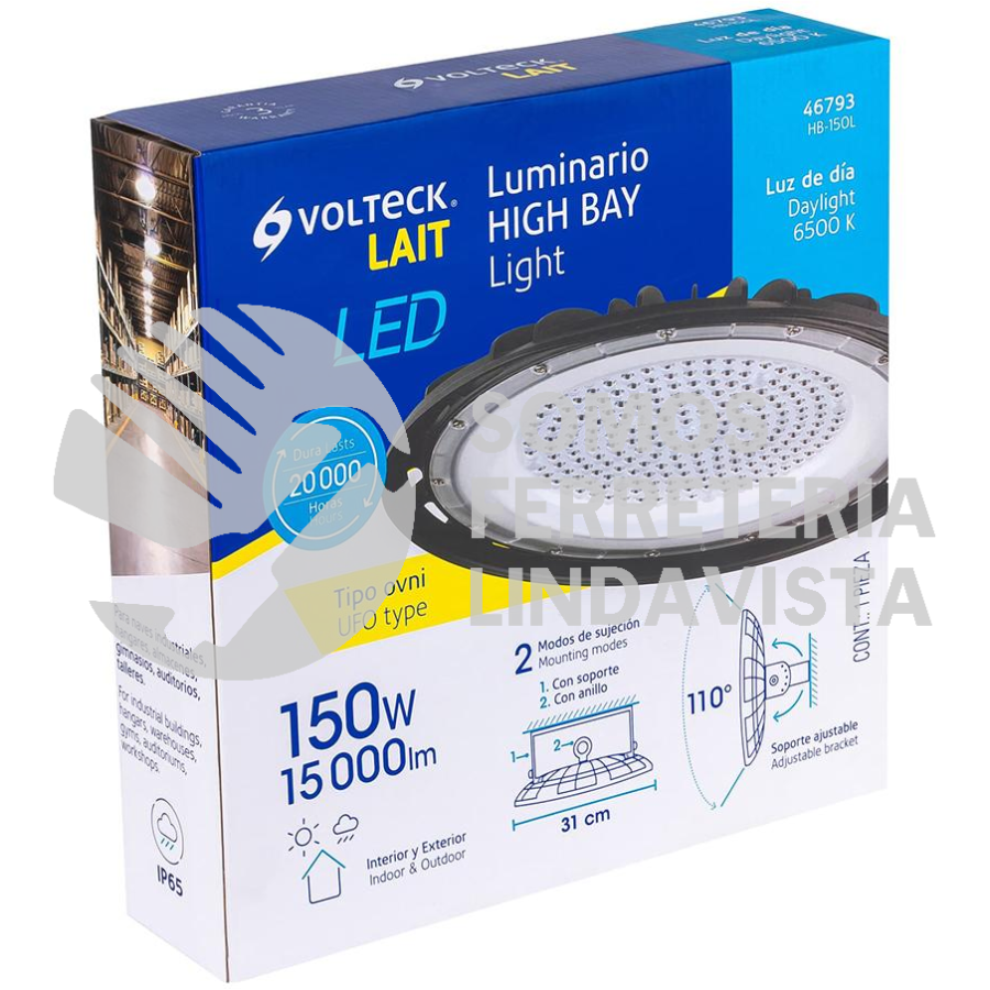46793 HB-150L LUMINARIO DE LED 150 W HIGH BAY VOLTECK - Ferreteria ...