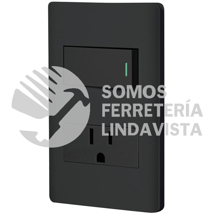 47898 PA-APCO1-LN PLACA ARMADA NEGRA INTERRUPTOR Y CONTACTO 1 MODULO ...