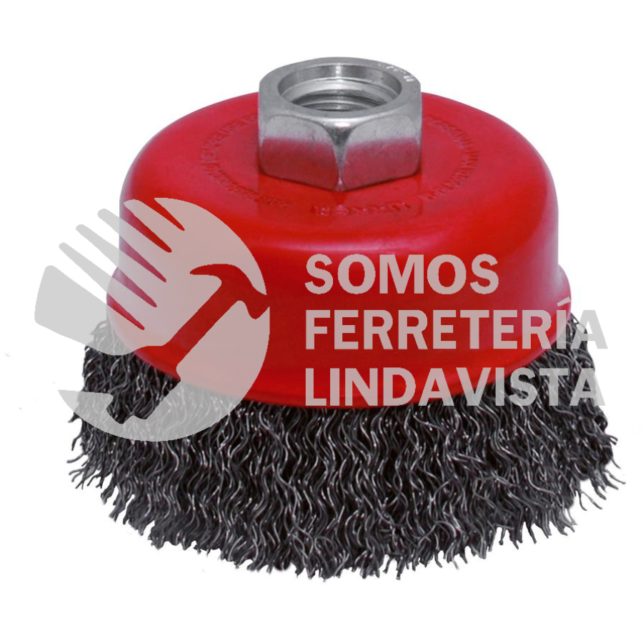 C814 CARDA COPA ONDULADA ALAMBRE FINO 4" X 0.35 MM CON ROSCA 5/8" URREA - Ferreteria Lindavista