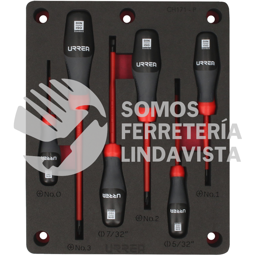 CH171P JUEGO DE DESTORNILLADORES CON MANGO 1000 V COMBINADOS, 6 PIEZAS URREA - Ferreteria Lindavista