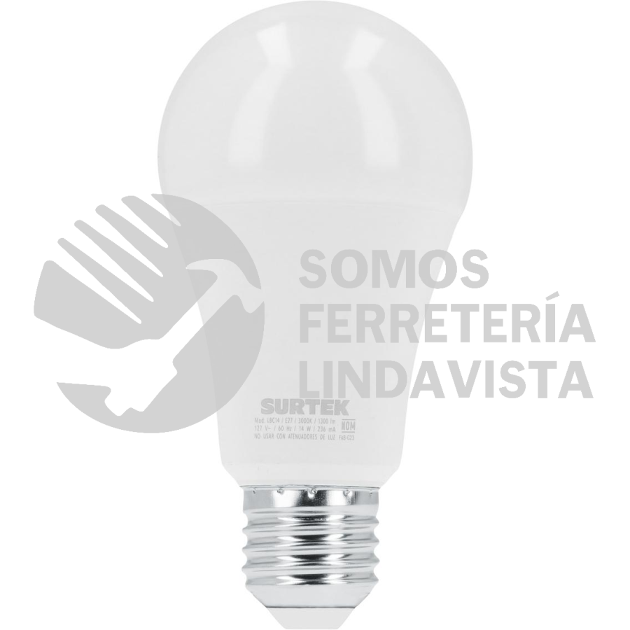 LBC14 LÁMPARA DE LED TIPO BULBO A19, 14 W LUZ CÁLIDA SURTEK - Ferreteria Lindavista
