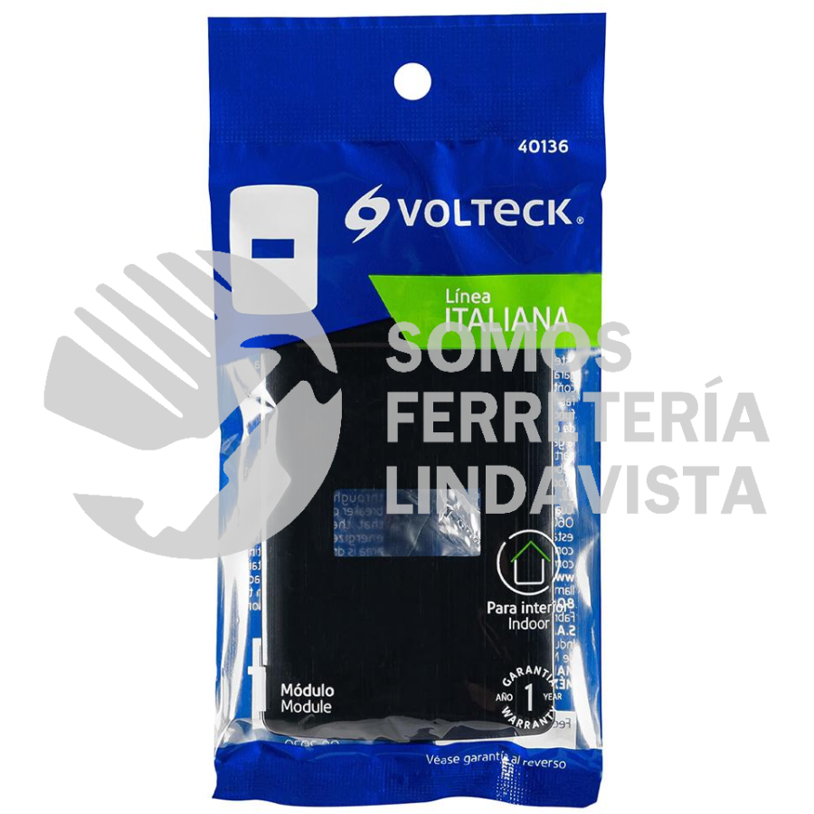 40136 PPSE-IN PLACA 1 MODULO ITALIANA COLOR NEGRO VOLTECK